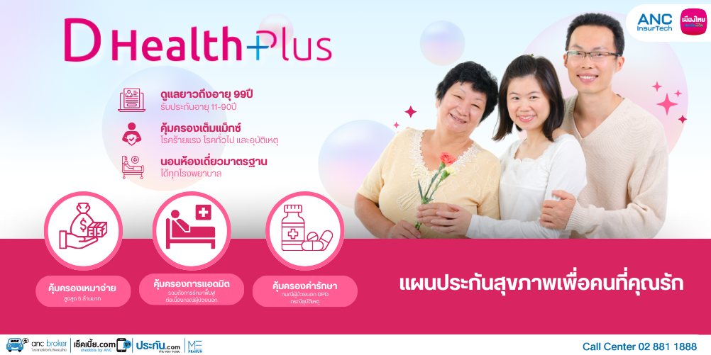D Health Plus คุ้มครองครบ จ่ายเต็มแม็กซ์ - ประกัน